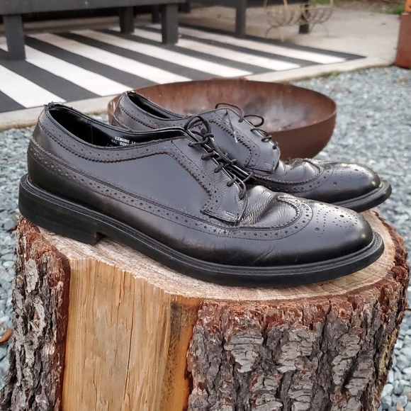 Shoes | Vintage Black Leather Wingtips Mens 1 D Brand Unknown Used ...